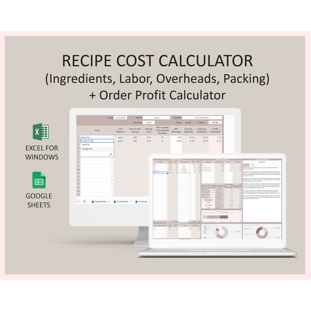 Bakery Cost Calculator, Recipe Costing, Calculator Baking, Food Cost ...