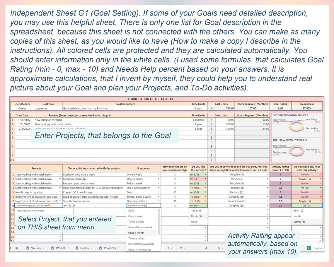 Personal Project Planner, Goal Setting, Wheel of Life, Life Planner ...