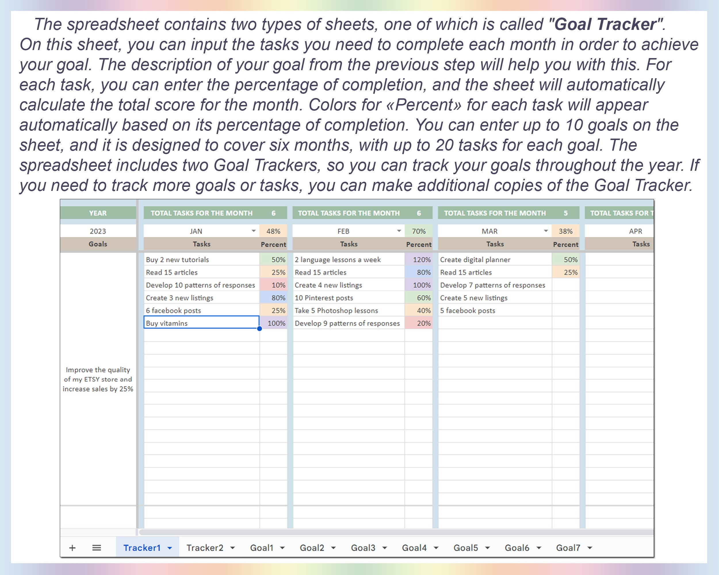 Digital Goal Planner Goal Setting Goal Journal Goal Tracker Goal ...