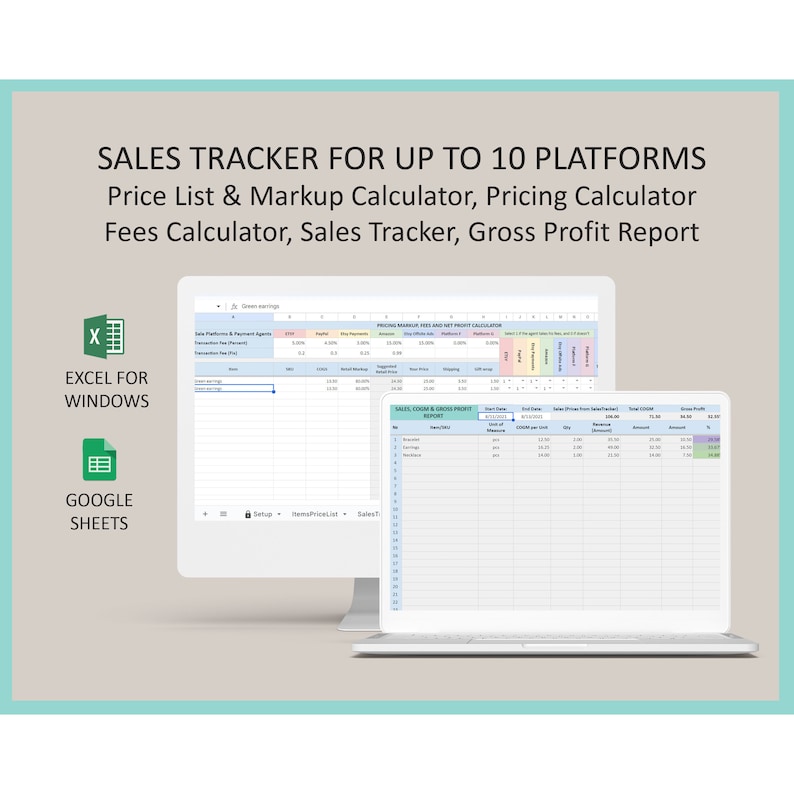 Sales Tracker Spreadsheet Activity Monitoring Tool Multi-platform Sales ...