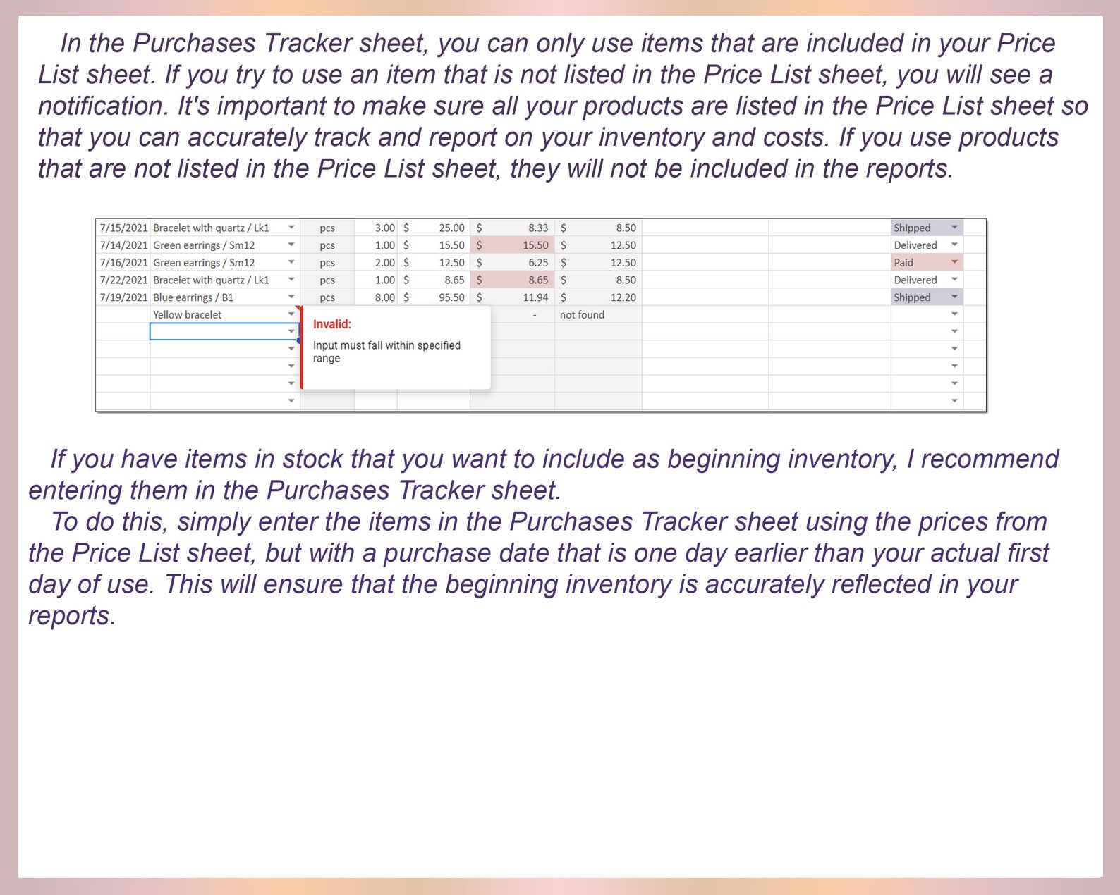 Inventory Management Spreadsheet Excel Google Sheet Resellers Inventory ...