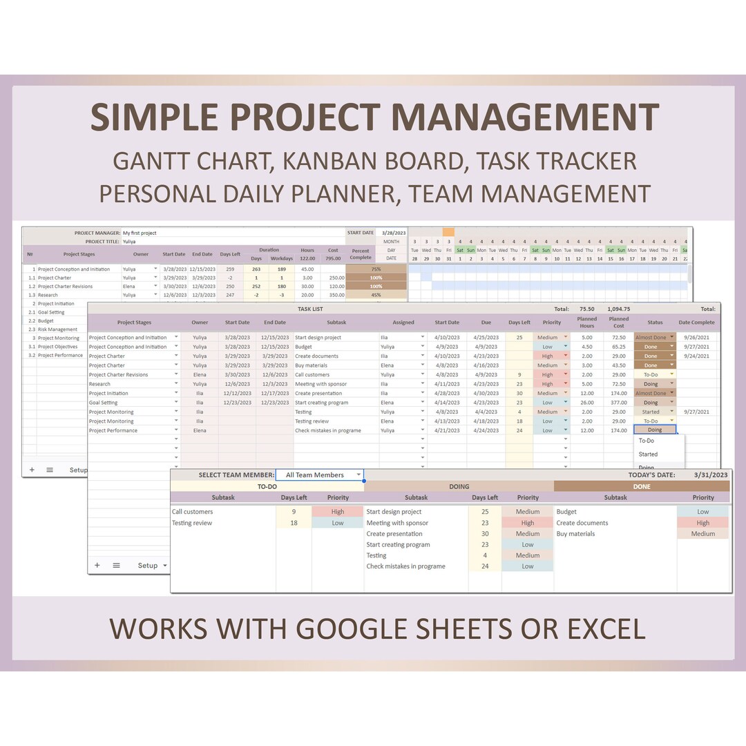 Task Management Spreadsheet With Project Planner Time Tracker To-do ...