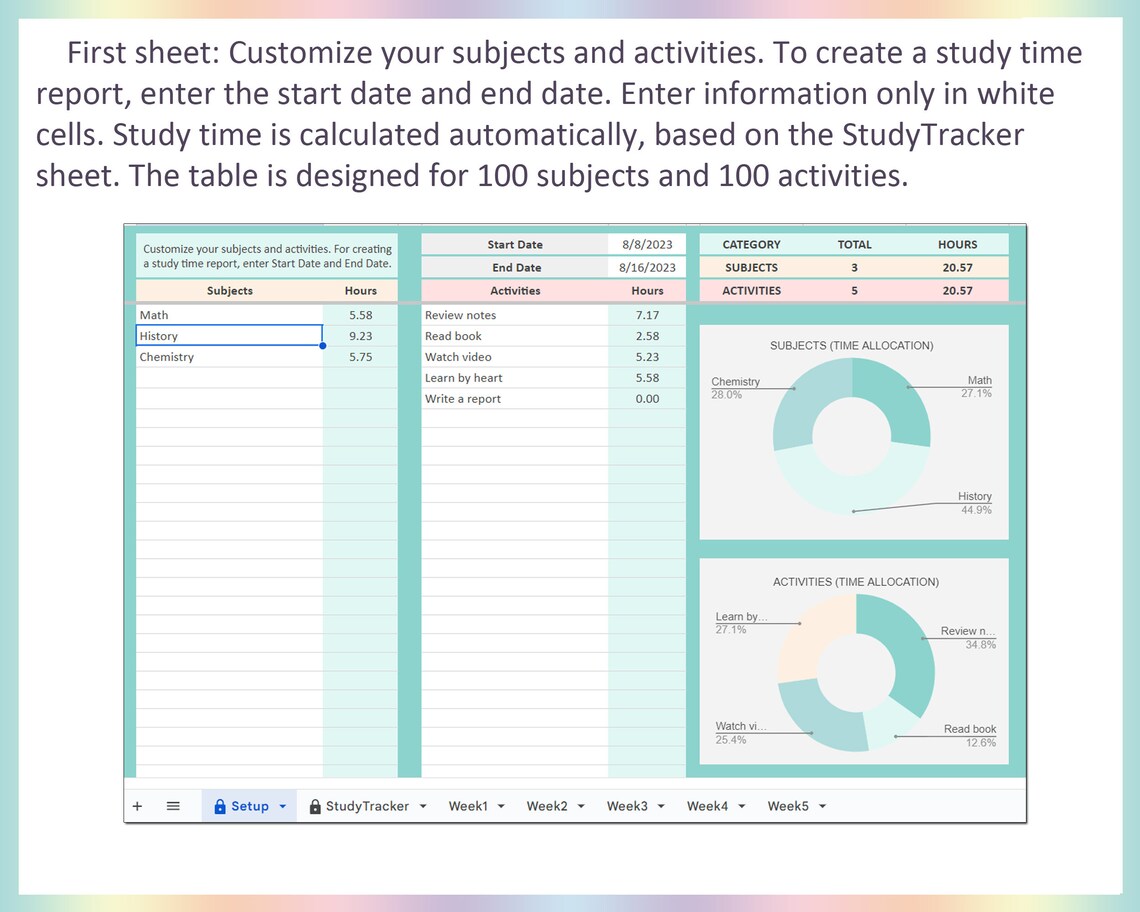 Study Time Tracker, Digital Student Planner, Homework Tracker, Study ...