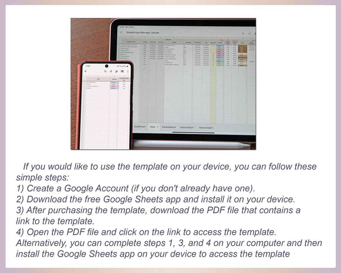 Project Planner Spreadsheet, Easy Project Planning, Kanban Board, Task ...