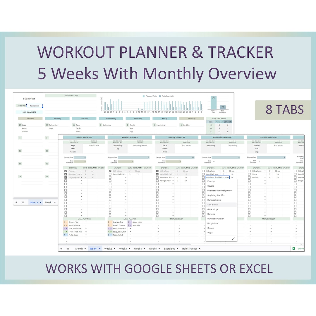 Workout Planner Excel, Workout Schedule, Gym Workout Plan, Workout ...