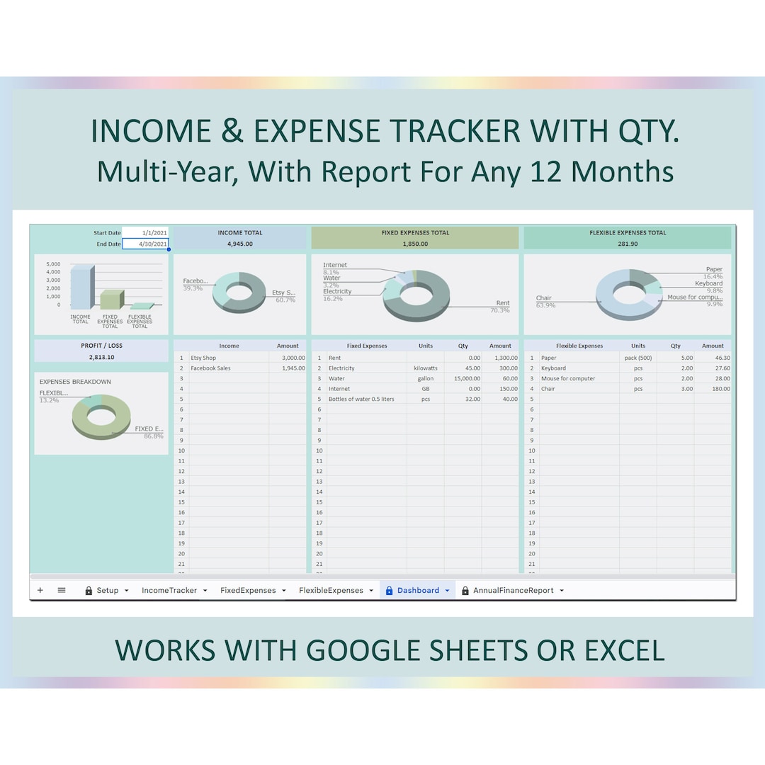 Small Business Expense Tracker Template Financial Log Spending Report ...