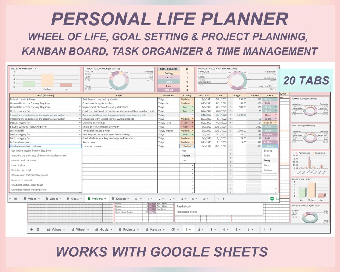 Personal Project Planner Goal Setting Wheel of Life Life | Etsy