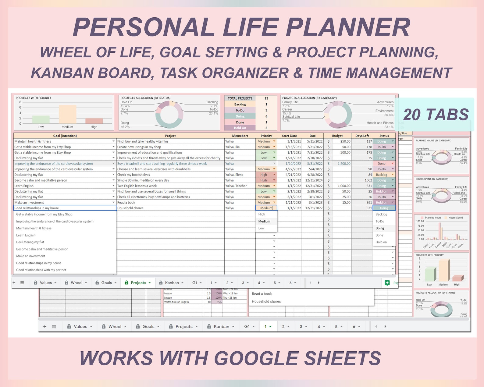 Personal Project Planner Goal Setting Wheel of Life Life | Etsy