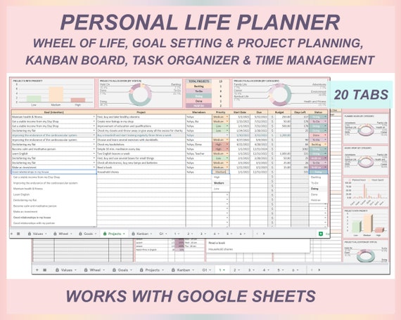 Personal Project Planner Goal Setting Wheel of Life Life | Etsy