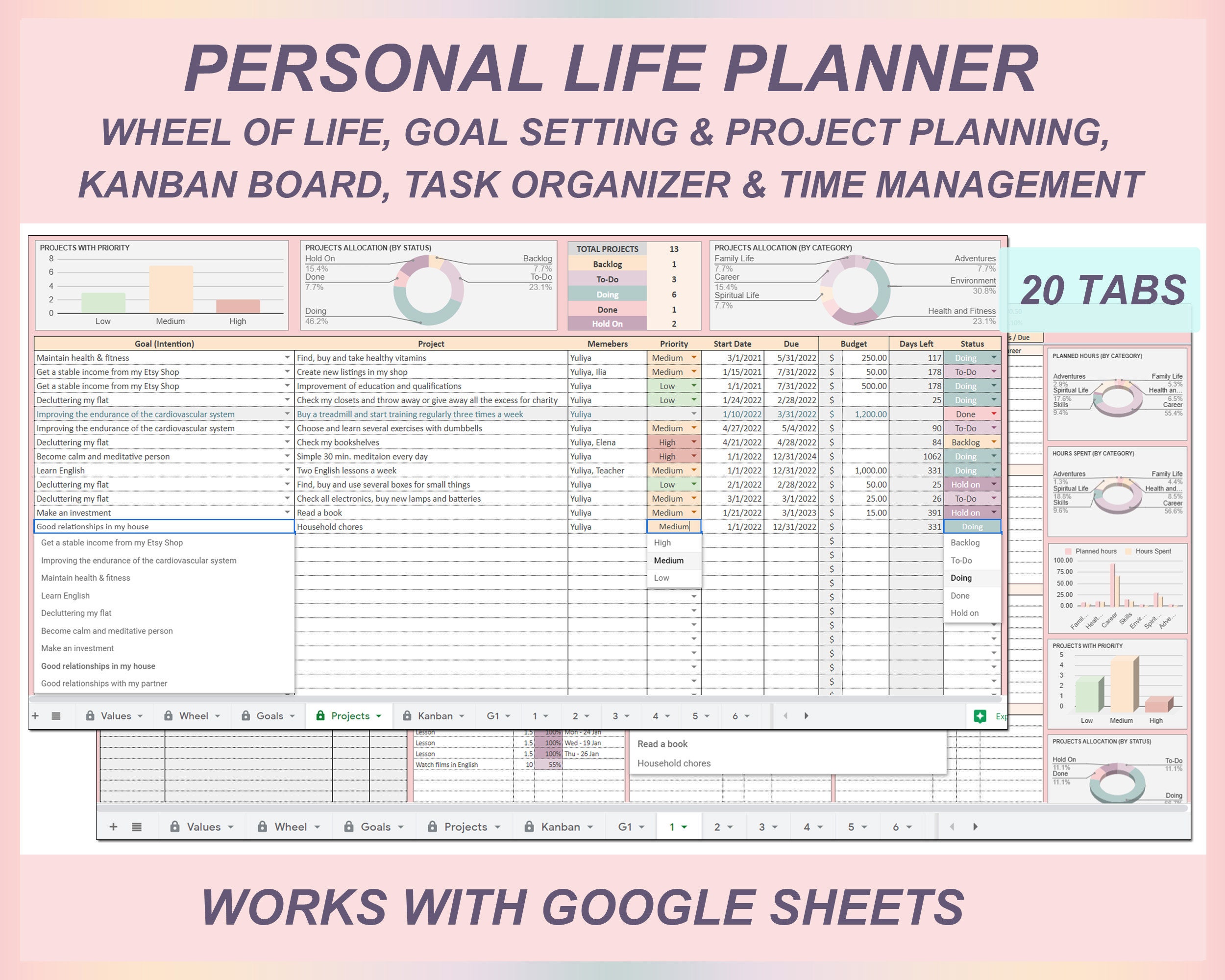 Personal Project Planner Goal Setting Wheel of Life Life | Etsy