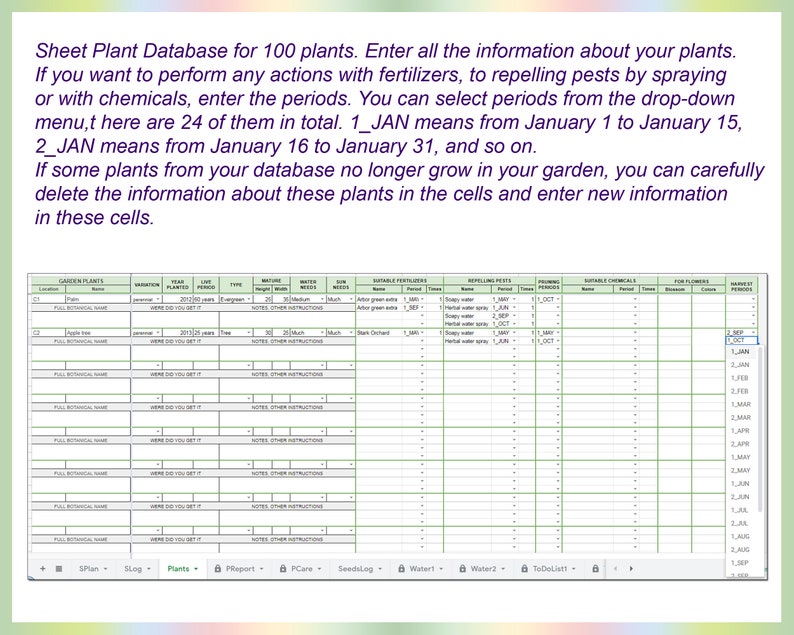Garden Planner for Google Sheets, Plant Care Worksheet, Plants Journal ...