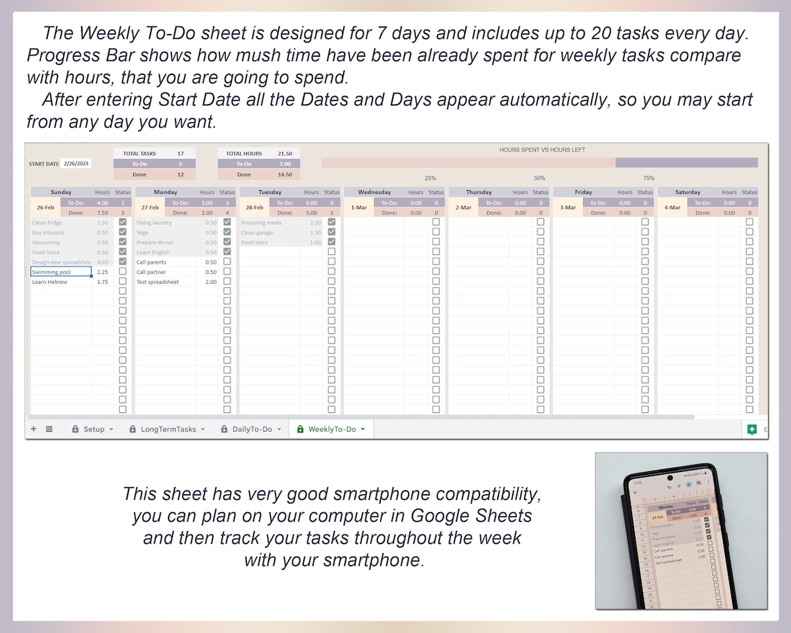 To Do List Excel, to Do List Template, Excel to Do Planner, Excel Task ...