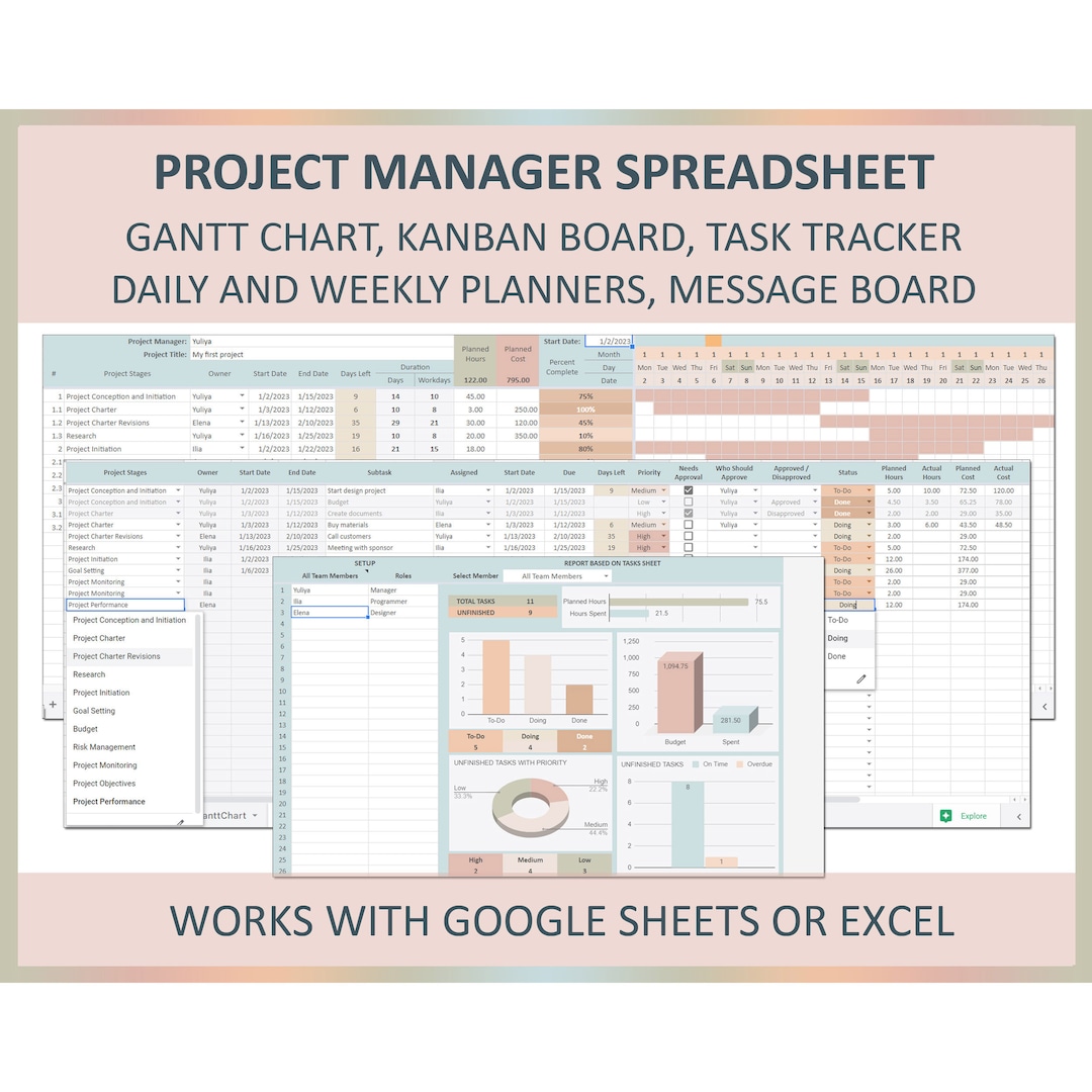 Project Planner, Gantt Chart, Project Management Template, Project ...