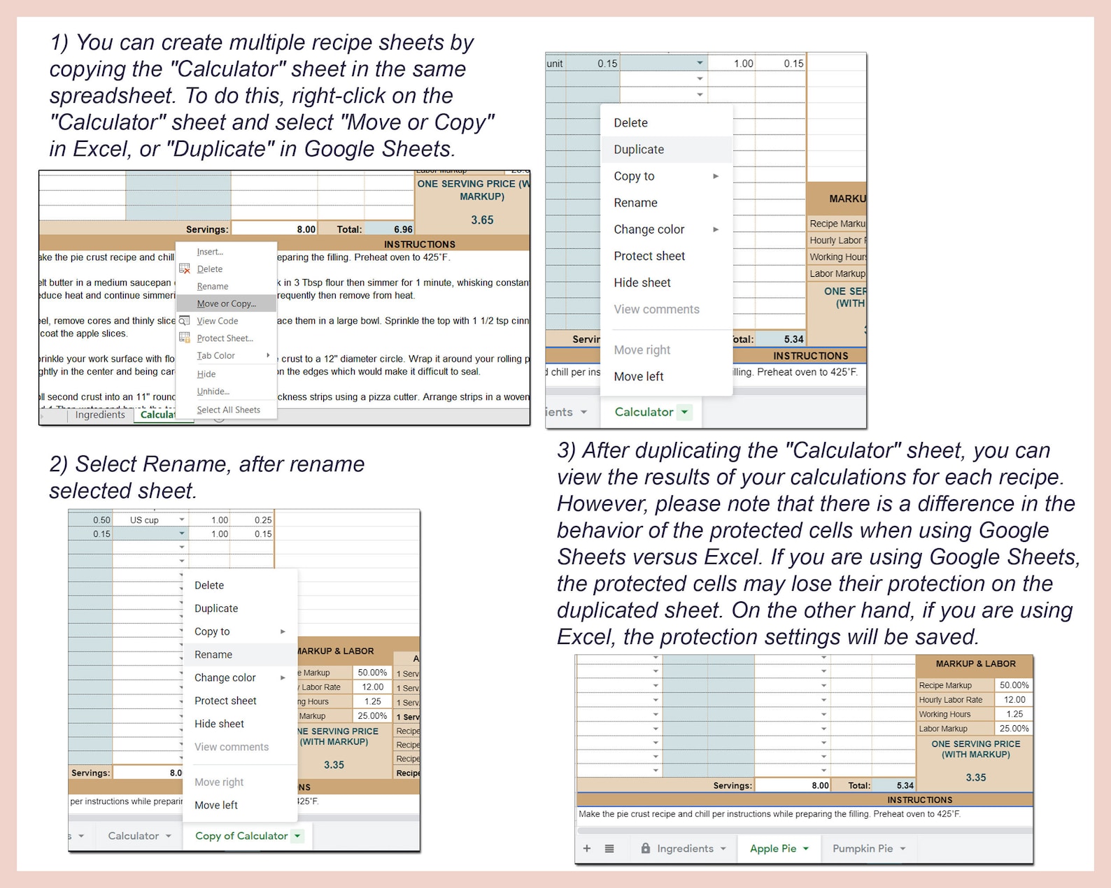 Recipe Costing Template, Recipe Cost Calculator, Cake Pricing ...