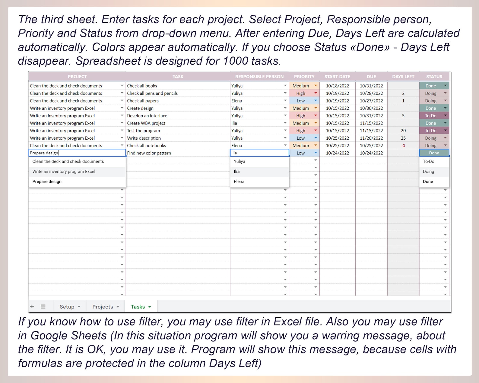 Task Management, Project Planner Spreadsheet, Team Management, Teams ...