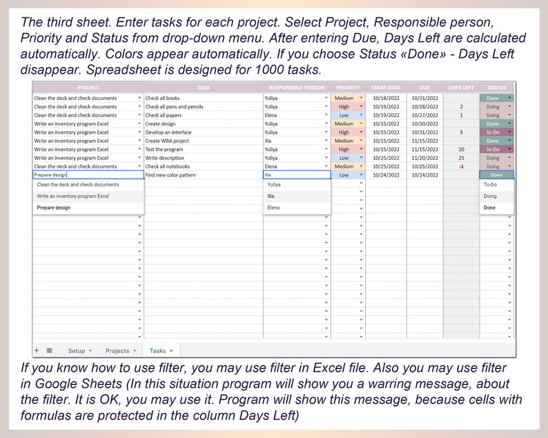 Task Management, Project Planner Spreadsheet, Team Management, Teams ...