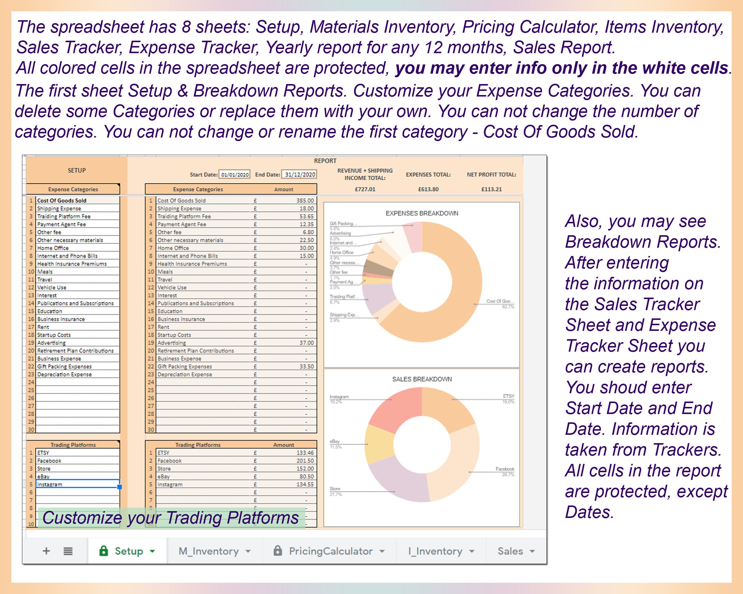 UK Small Business Bookkeeping Spreadsheet for Etsy Sellers With Sales ...