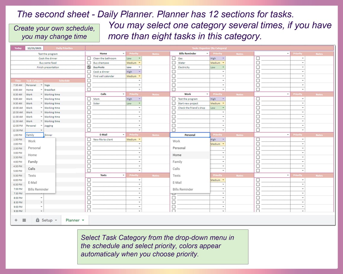 Daily Planner Sheet Task Management Personal Tasks Planner - Etsy