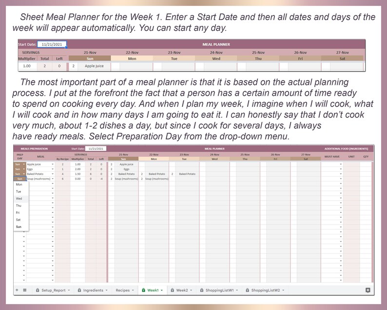Weekly Meal Planner, Grocery List Generator, Menu Planning, Food Planner, Family Meal Plan, Meal ...