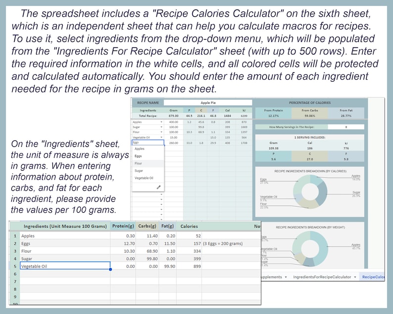 Macro Diet Meal Planner Editable Excel Template Digital Nutrition ...