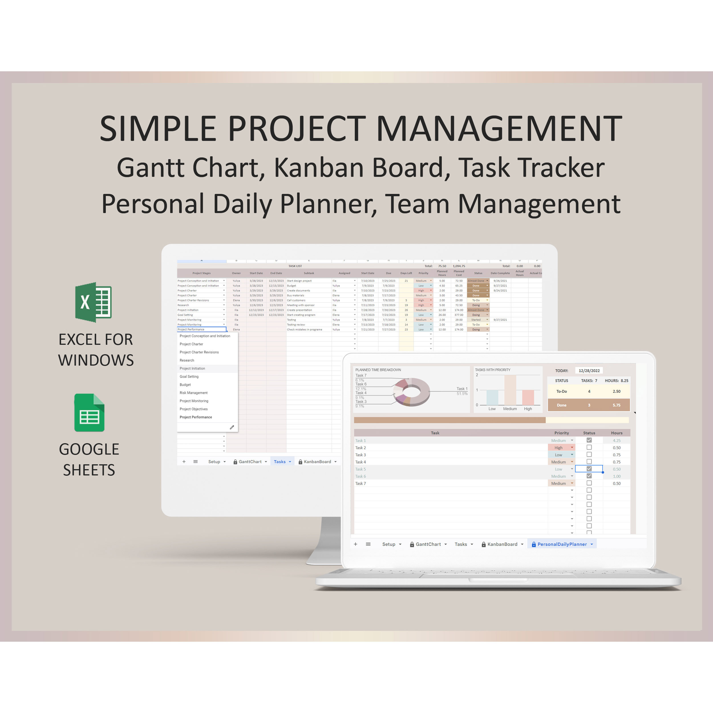 Simple Project Planner, Excel Project Planning, Easy Project Planner ...