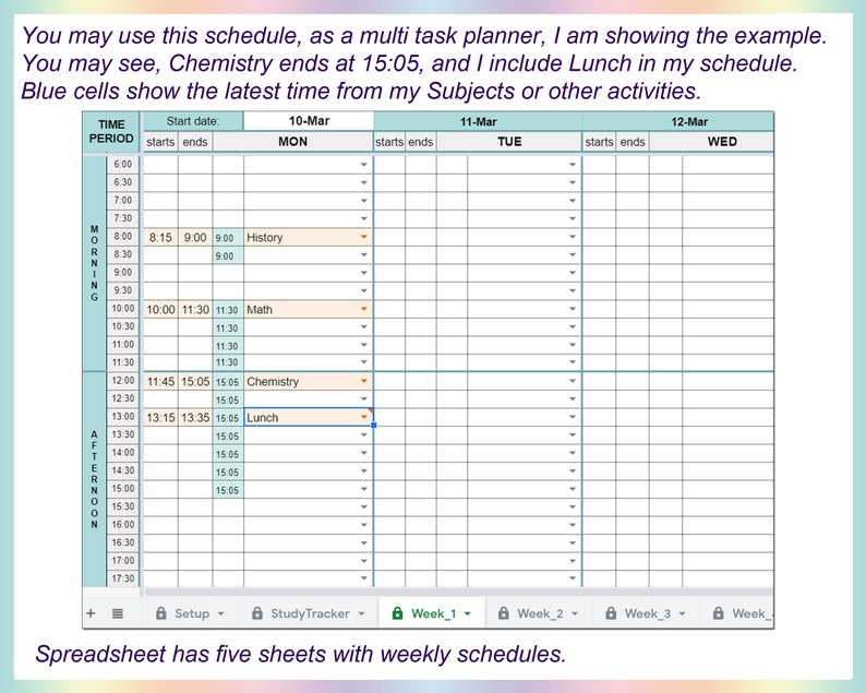 Study Time Tracker Digital Student Planner Homework Tracker | Etsy