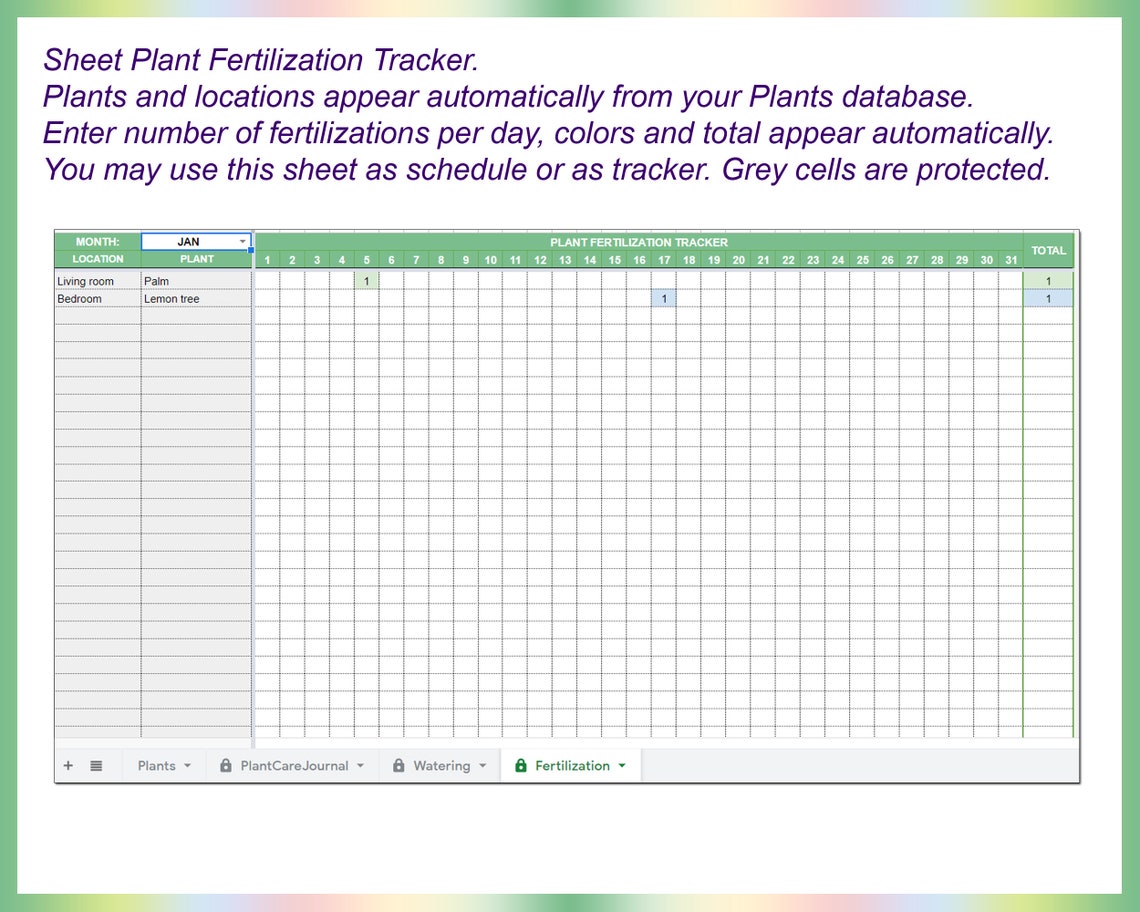Plant Care Spreadsheet Digital Plant Care Journal House - Etsy