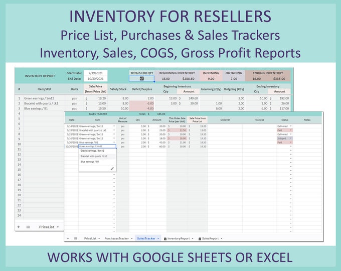 Inventory Management Spreadsheet Excel Google Sheet Resellers Inventory ...