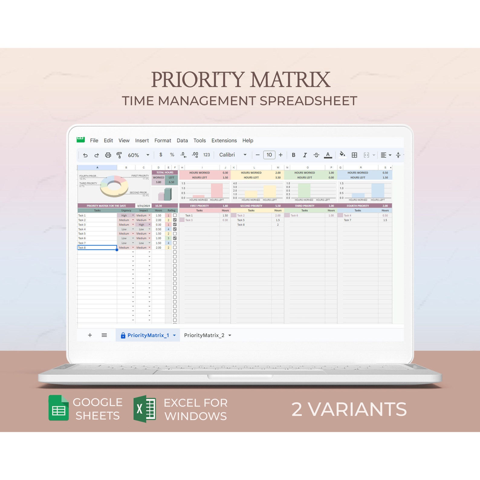 Priority Matrix Spreadsheet, Prioritization Matrix, Action, Project ...