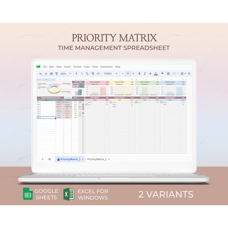 Priority Matrix Spreadsheet, Prioritization Matrix, Action, Project ...