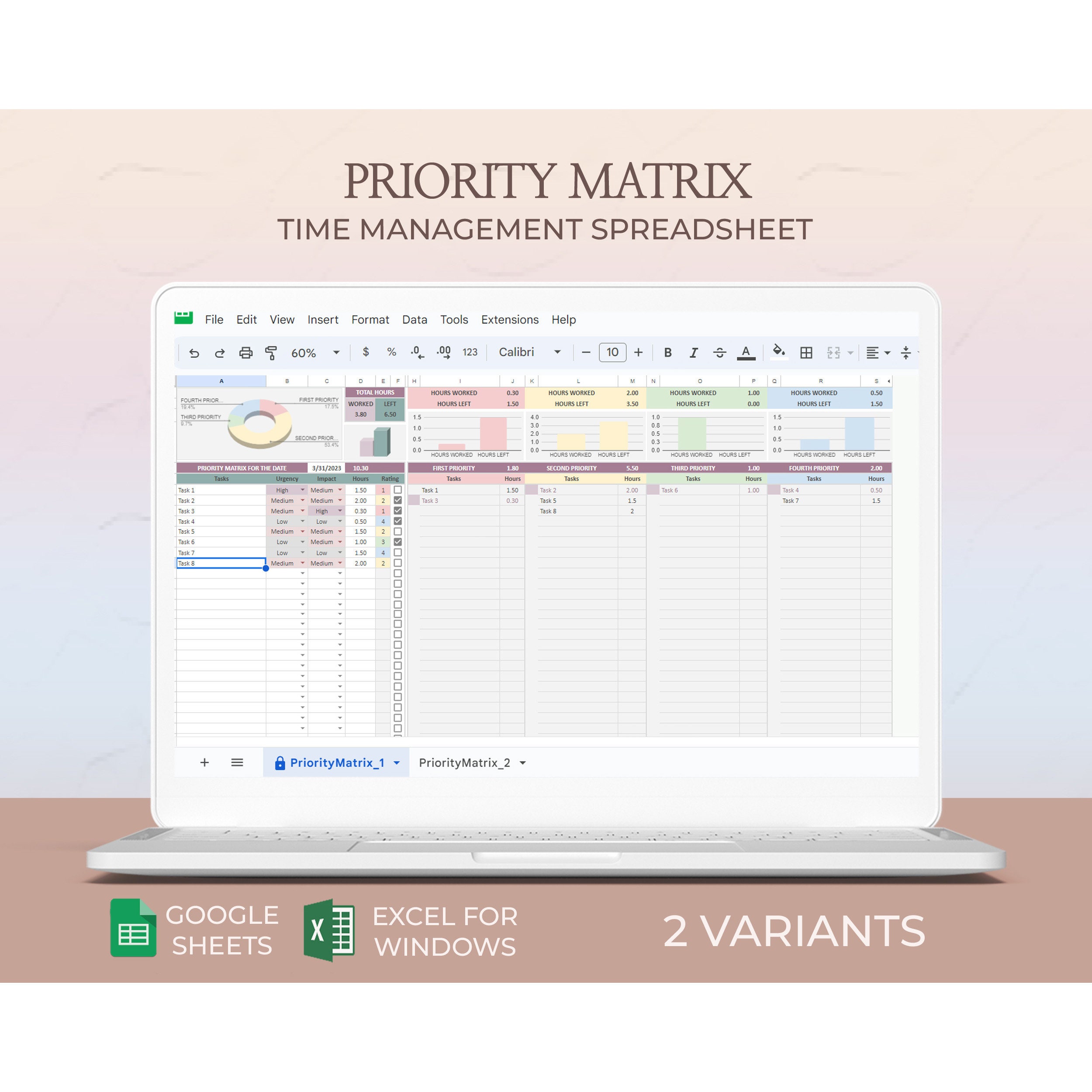 Priority Matrix Spreadsheet, Prioritization Matrix, Action, Project ...