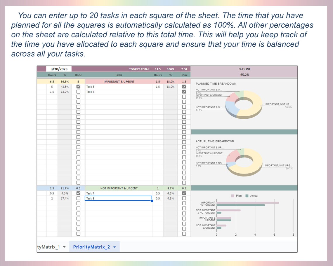 Priority Matrix Spreadsheet, Prioritization Matrix, Action, Project ...