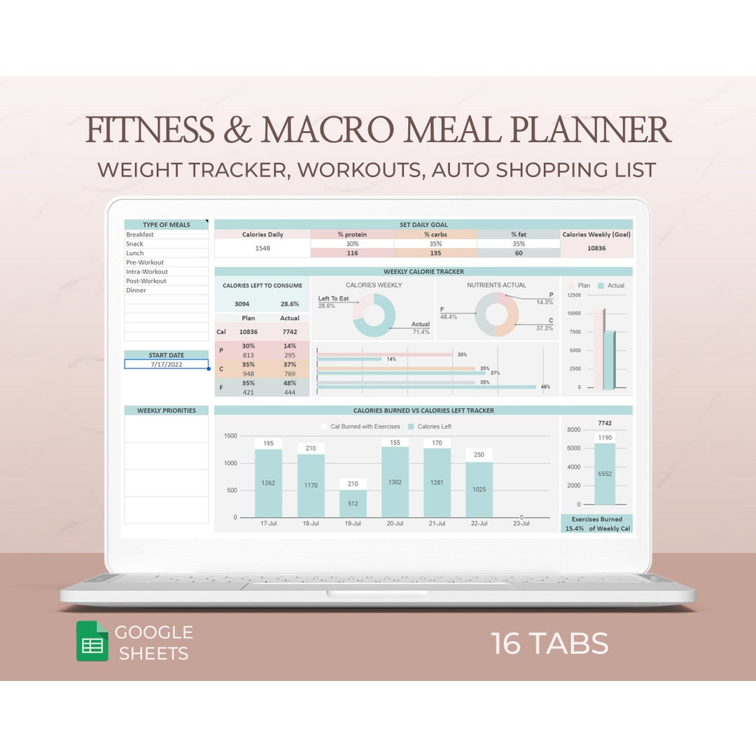 Ultimate Fitness Planner, Workout Planner, Macro Meal Planner, Weight ...