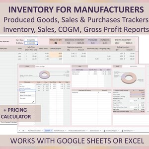 Inventory Spreadsheet Manufacturer Sales Tracker Inventory - Etsy