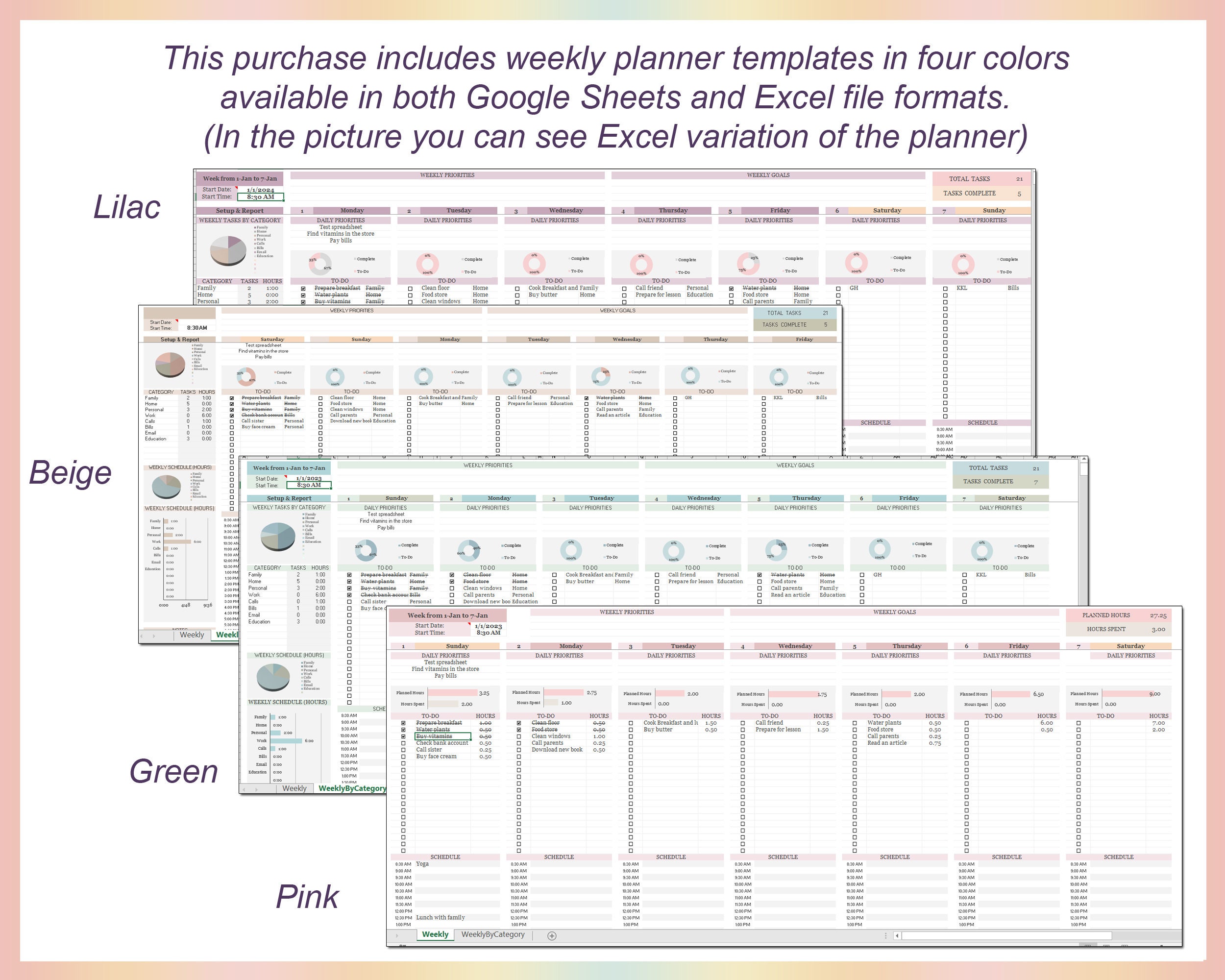 Weekly Planner Sheet Time Management Weekly Schedule To-do List ...