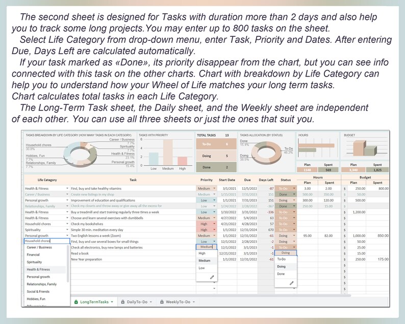 To Do List Template, Time Management Tool, to Do List Google Sheet, to ...