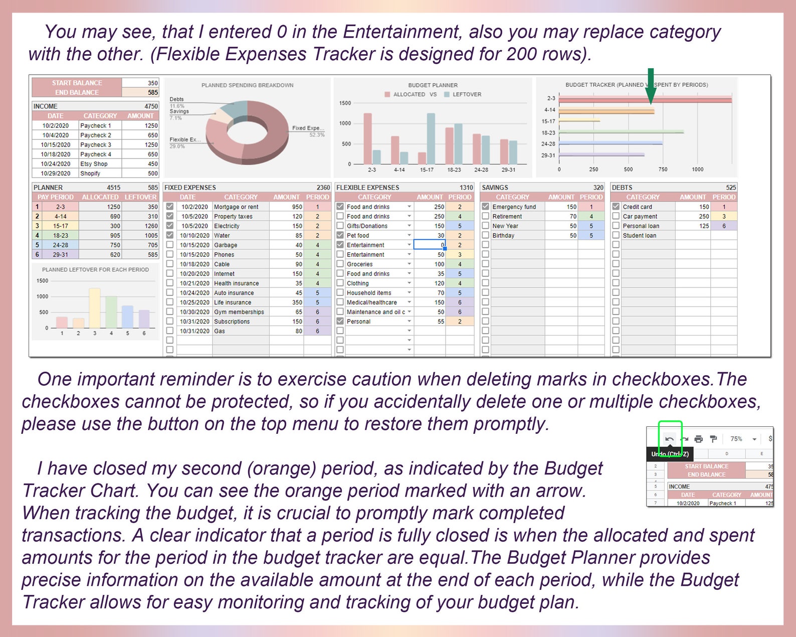 Paycheck Budget Spreadsheet Monthly Planner Template Excel Google ...