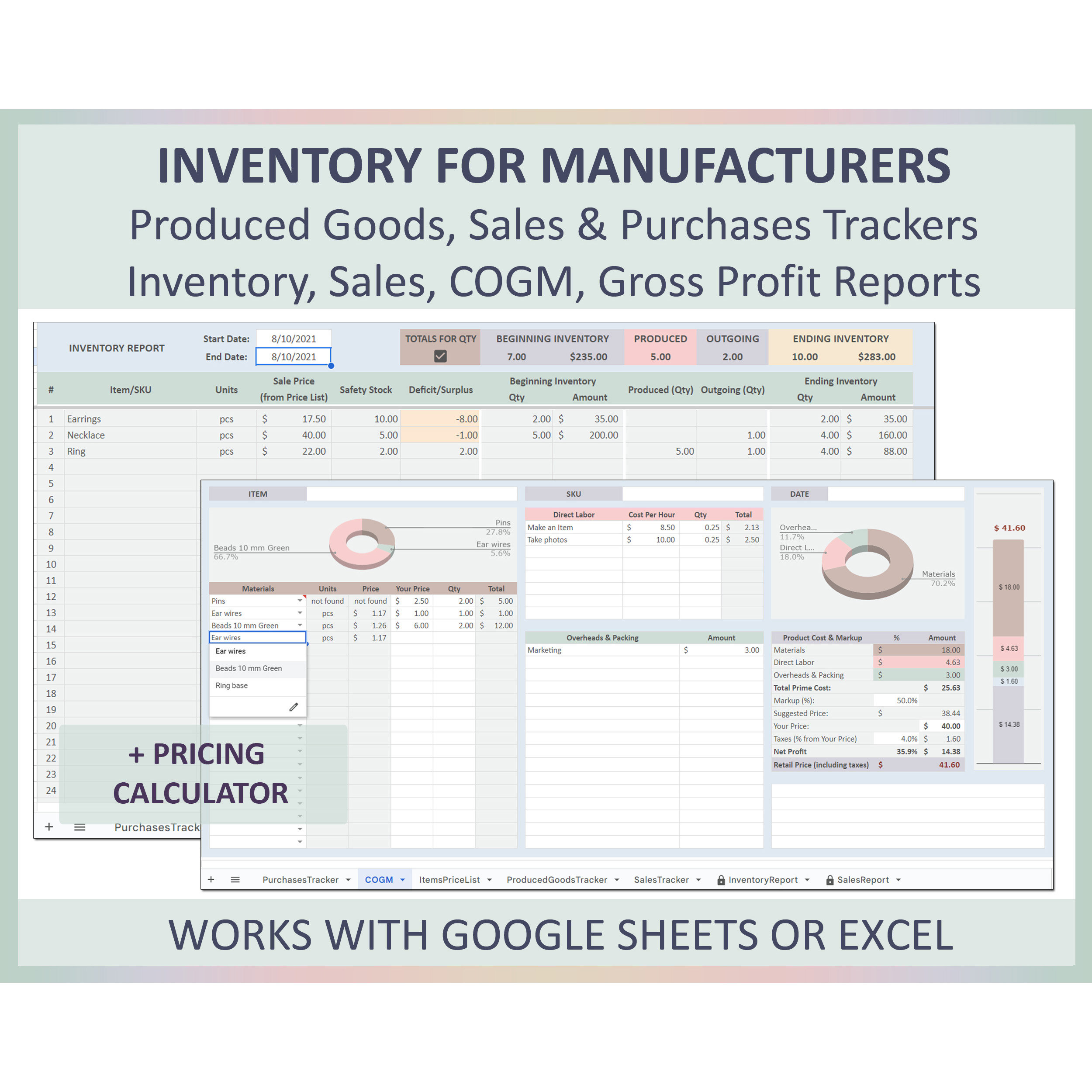 Inventory Spreadsheet, Excel Inventory Sheet, Pricing Sheet, Sales ...