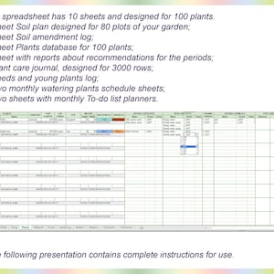 Excel Garden Planner Plant Care Worksheet Watering Schedule Flowers ...