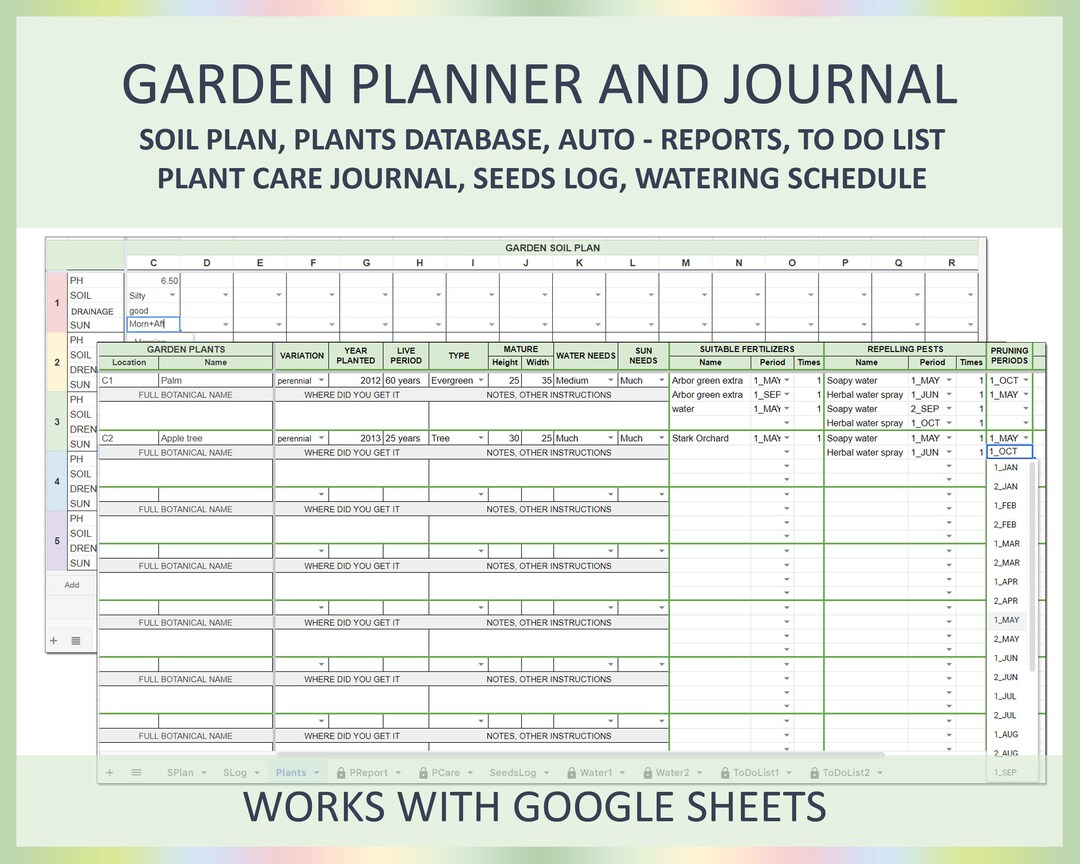Digital Garden Planner Plant Care Worksheet Watering Schedule Soil Plan ...