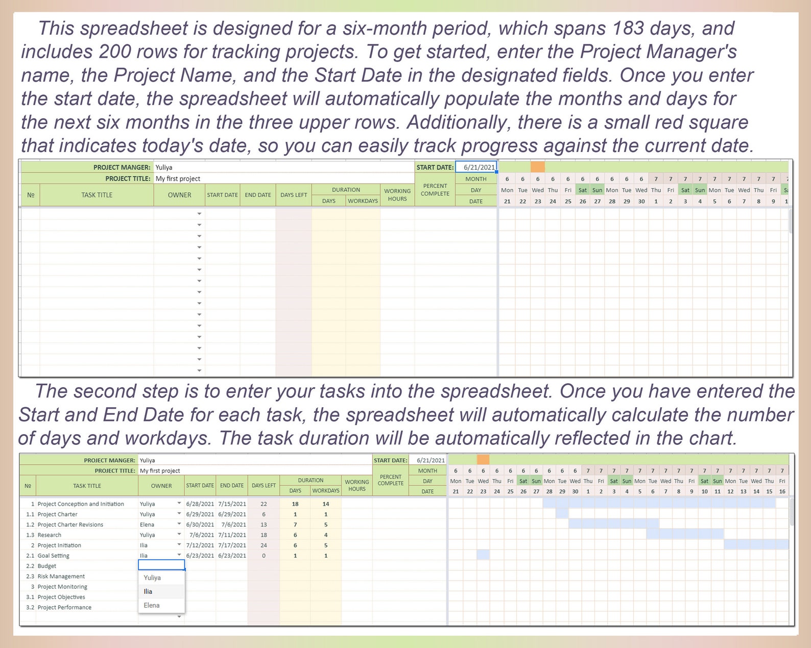Gantt Chart Template for Project Planning Excel XLS Google Sheets ...