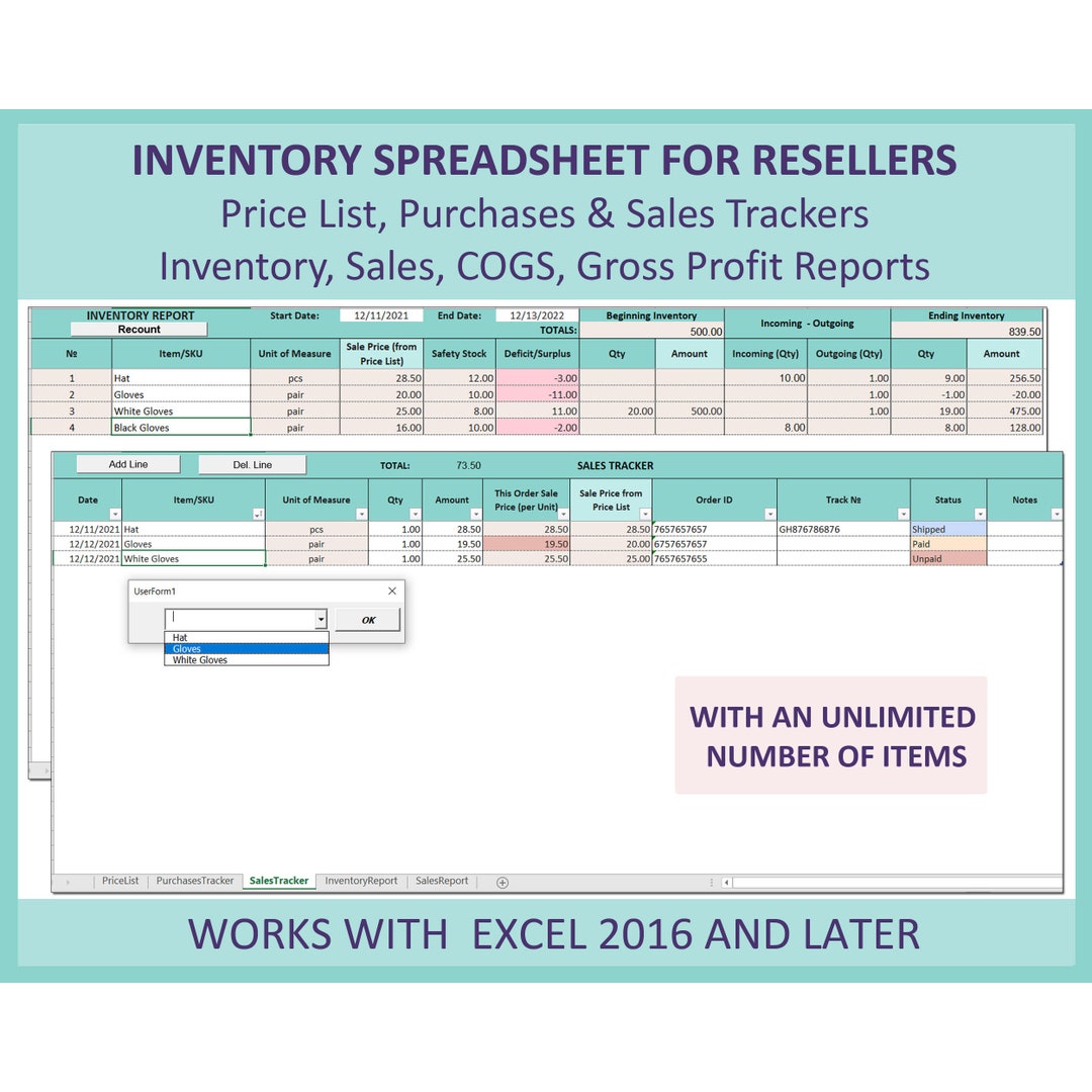 Reseller Sales Tracker Inventory Spreadsheet Excel Inventory System ...