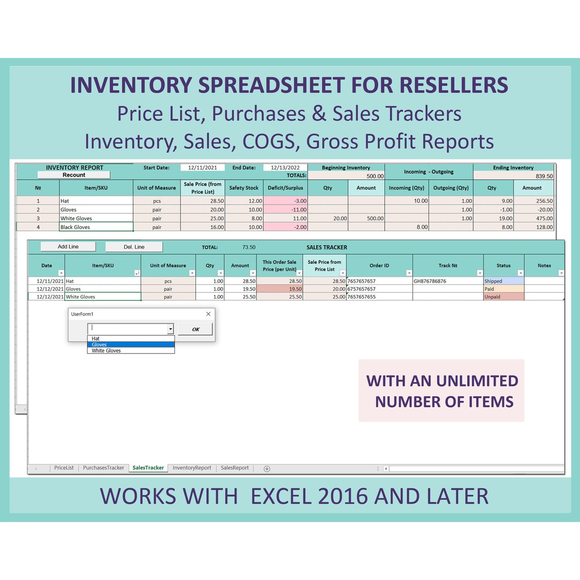 Reseller Sales Tracker Inventory Spreadsheet Excel Inventory System ...