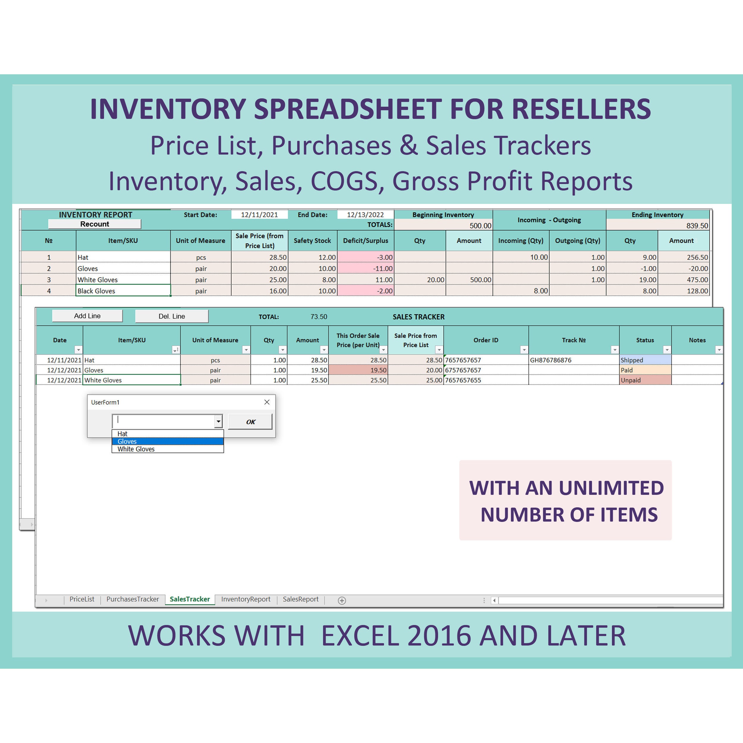 Reseller Sales Tracker Inventory Spreadsheet Excel Inventory System ...