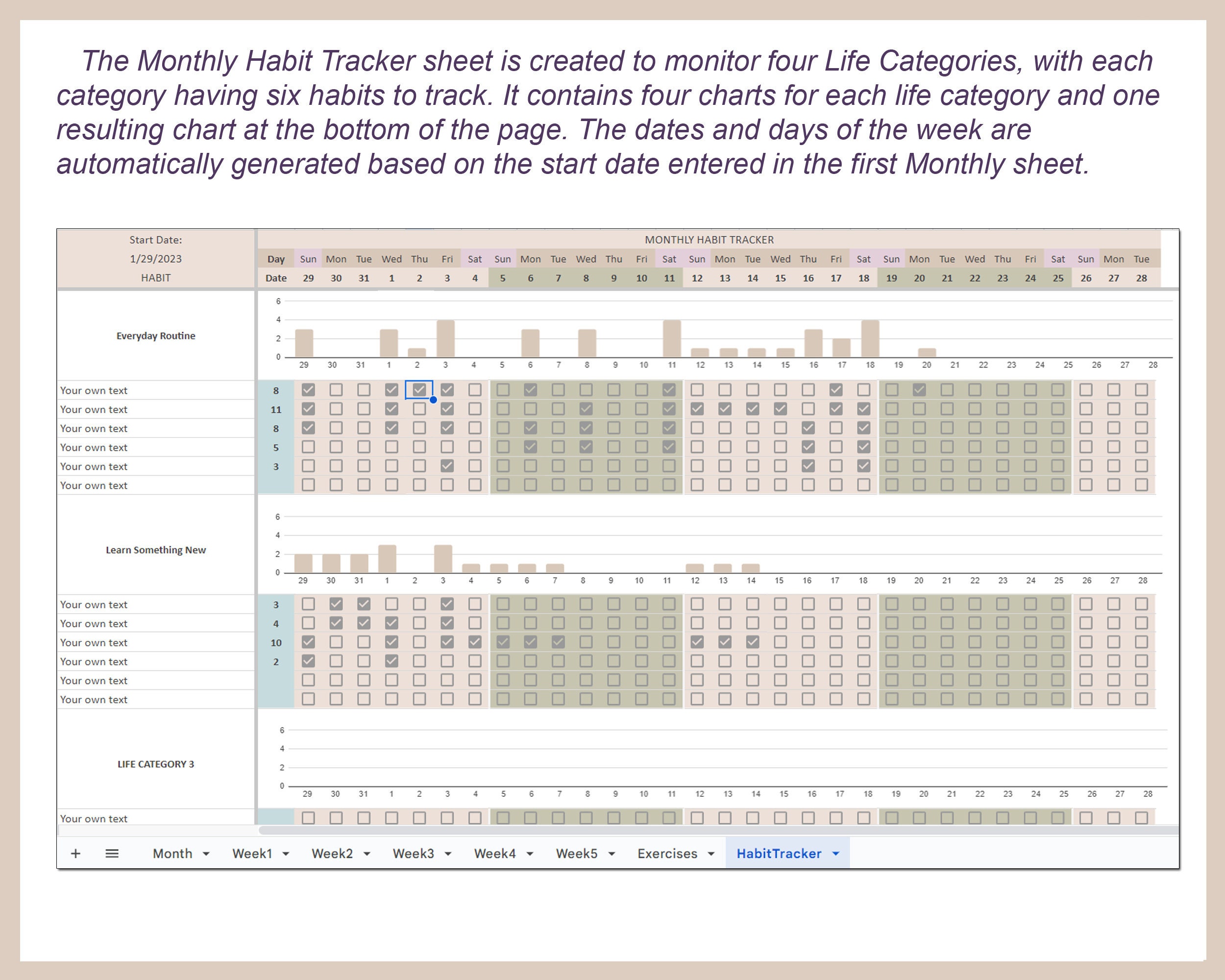 Workout Spreadsheet, Workout Schedule Excel, Workout Planner Template ...