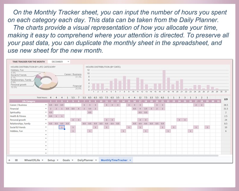 Daily Planner Excel Spreadsheet for Goal Tracking Personal Schedule ...