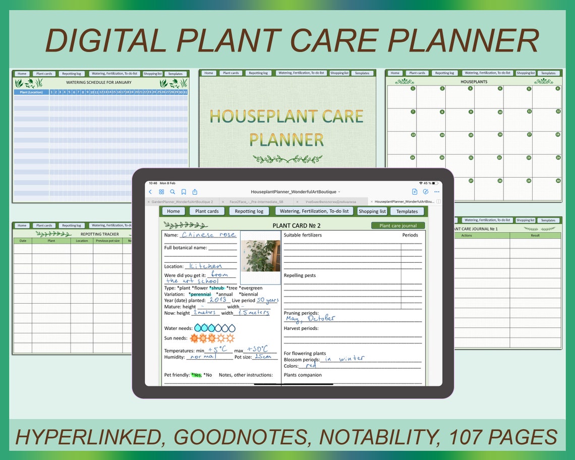 Digital Plant Care Planner Plant Care Journal House Plant | Etsy