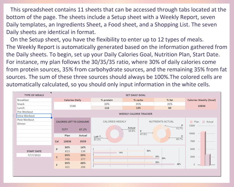 Macro Meal Planner Spreadsheet, Google Sheets Meal Planner, Macro Diet ...