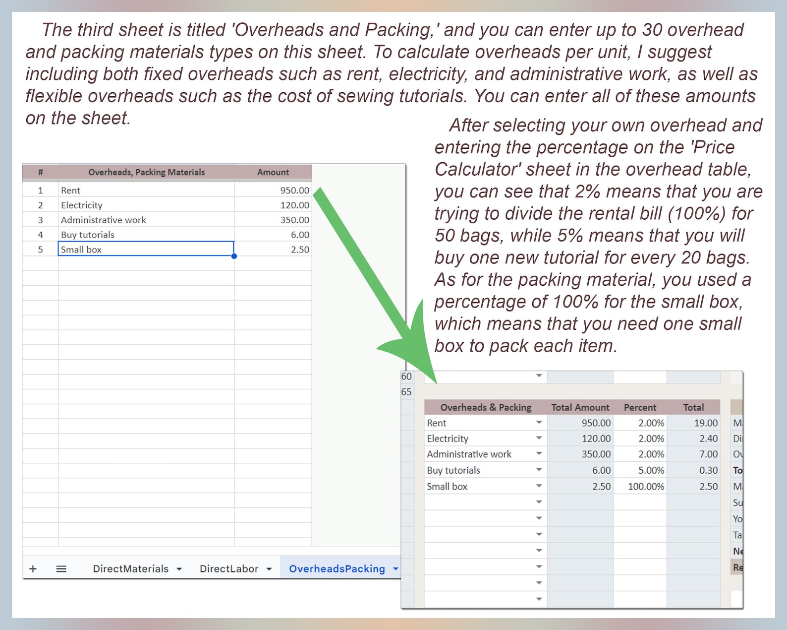 Product Costing Template Excel Pricing Sheet Markup Calculator Small ...