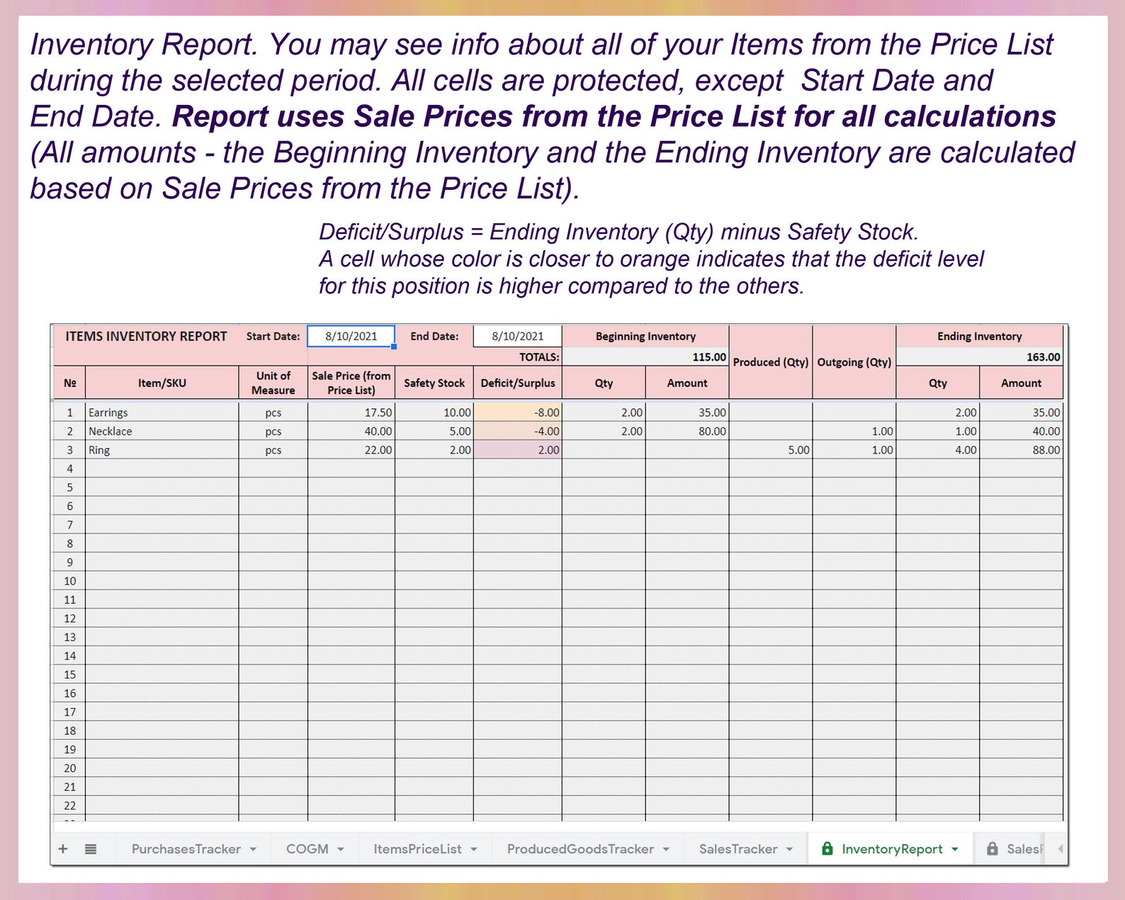 Inventory Spreadsheet Inventory Sheet Excel Pricing Sheet - Etsy
